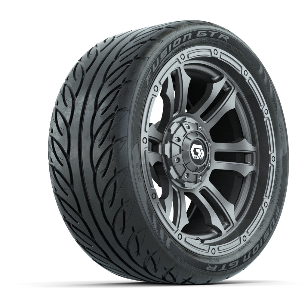 GTW Shogun Gunmetal 14 in Wheels with 205/40-R14 Fusion GTR Steel Belted Street Tires Full Set ...