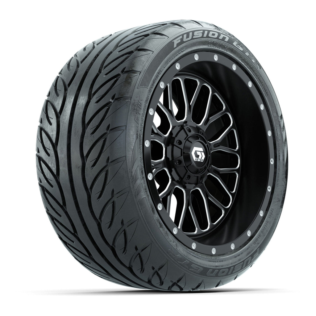 GTW Helix Machined/Black 14 in Wheels with 225/40-R14 Fusion GTR Street Tires Full Set ...