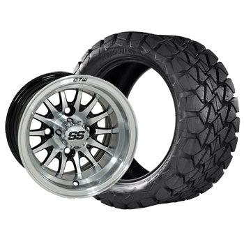 10" GTW Medusa Silver and Machined Wheels with 22" Timberwolf Mud Tires ...