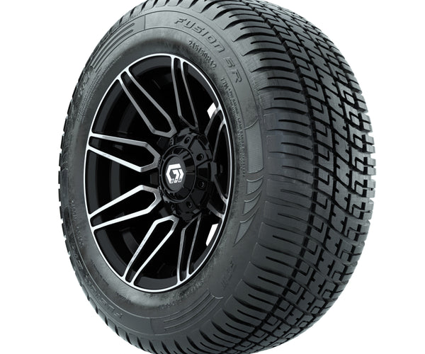 GTW Stealth Black/Machined 12 in Wheels with 215/50-R12 Fusion S/R ...