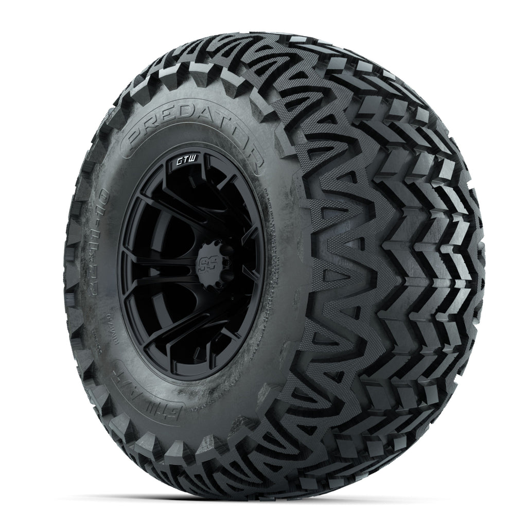 GTW Spyder Matte Black 10 in Wheels with 22x11-10 Predator All Terrain ...