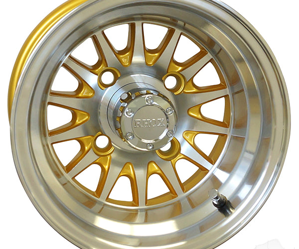 RHOX Phoenix, Machined w/Gold w/ Center Cap, 10x7 ET-15.5- from Rhox ...