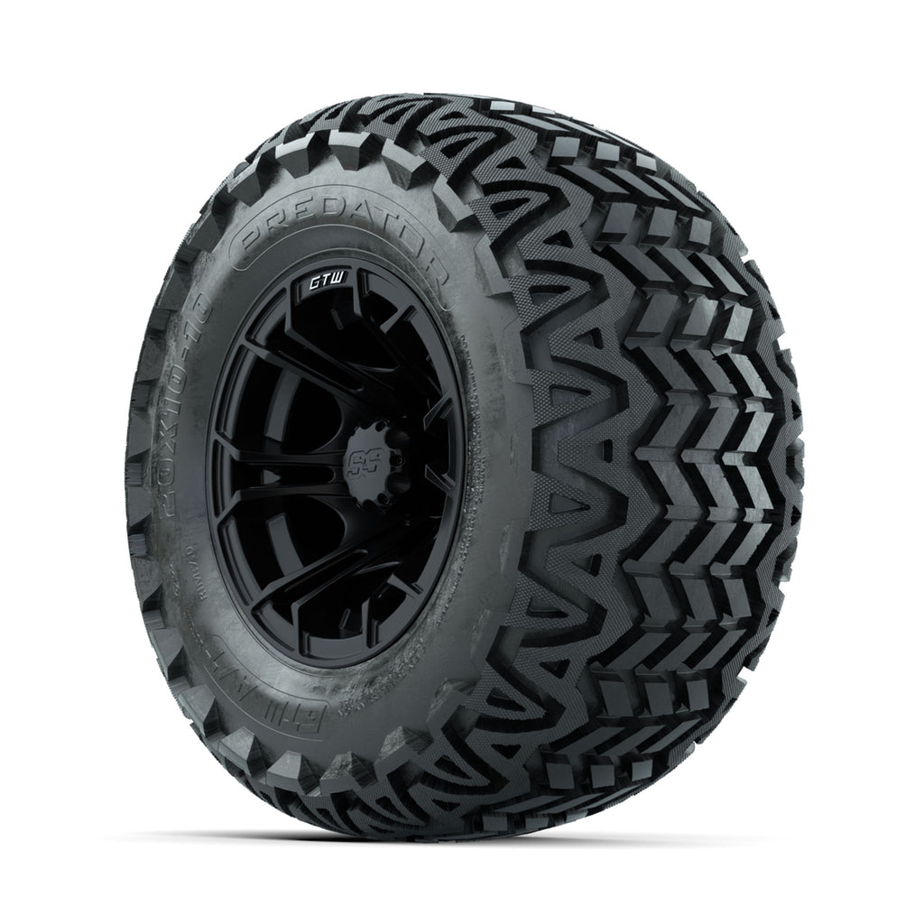 GTW Spyder Matte Black 10 in Wheels with 20x10-10 Predator All Terrain ...